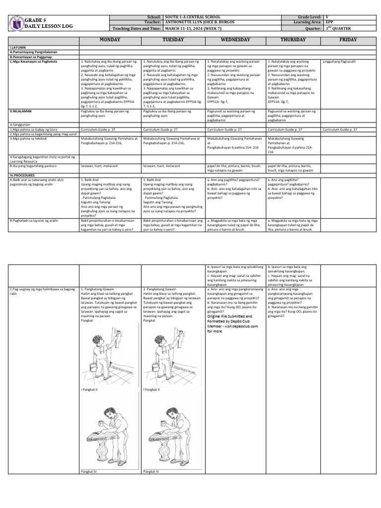 DLL - Epp 5 - Q3 - W7 | PDF