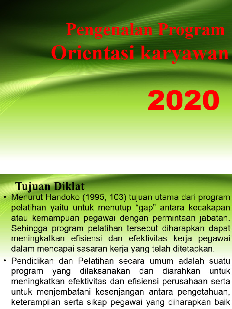 Pengenalan Program Orientasi Karyawan Diklat | PDF