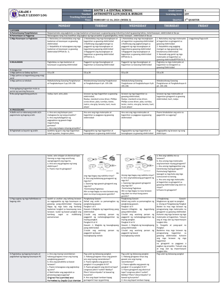 DLL - Epp 5 - Q3 - W3 | PDF
