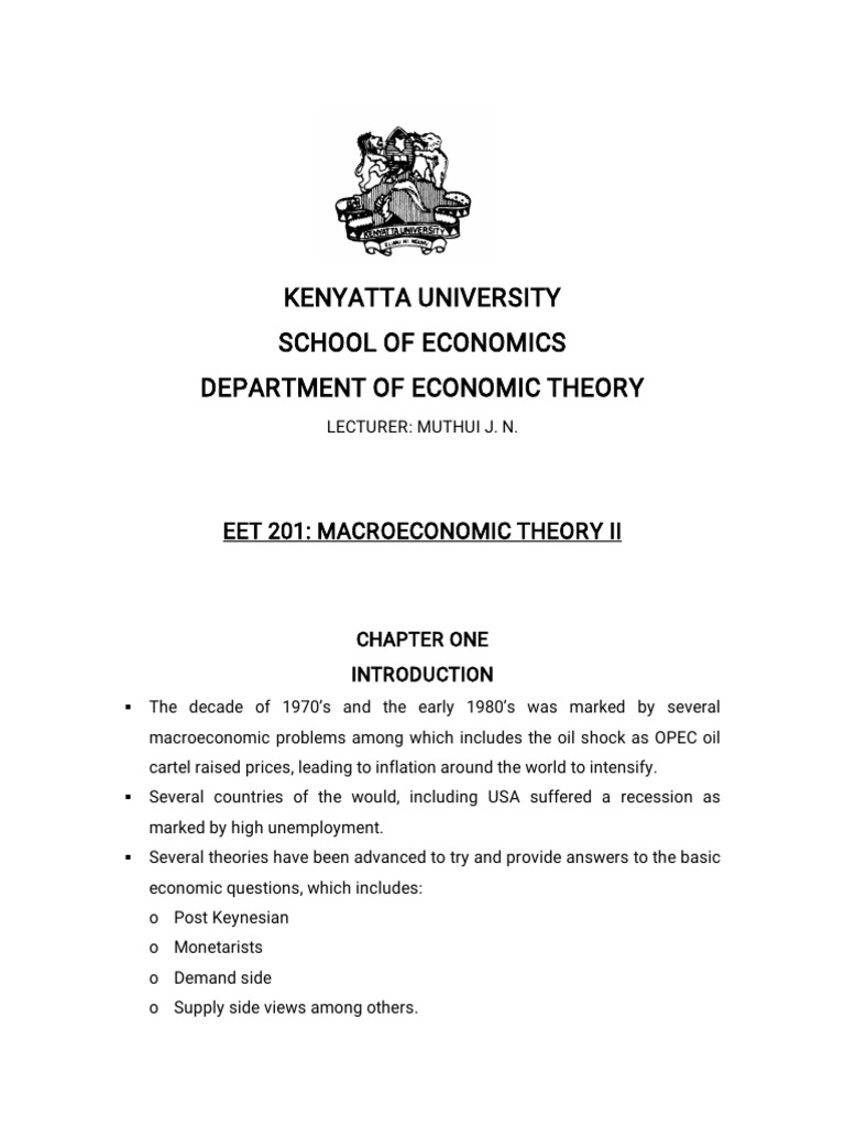 Eet 201 - Macroeconomic Theory. II New. | PDF