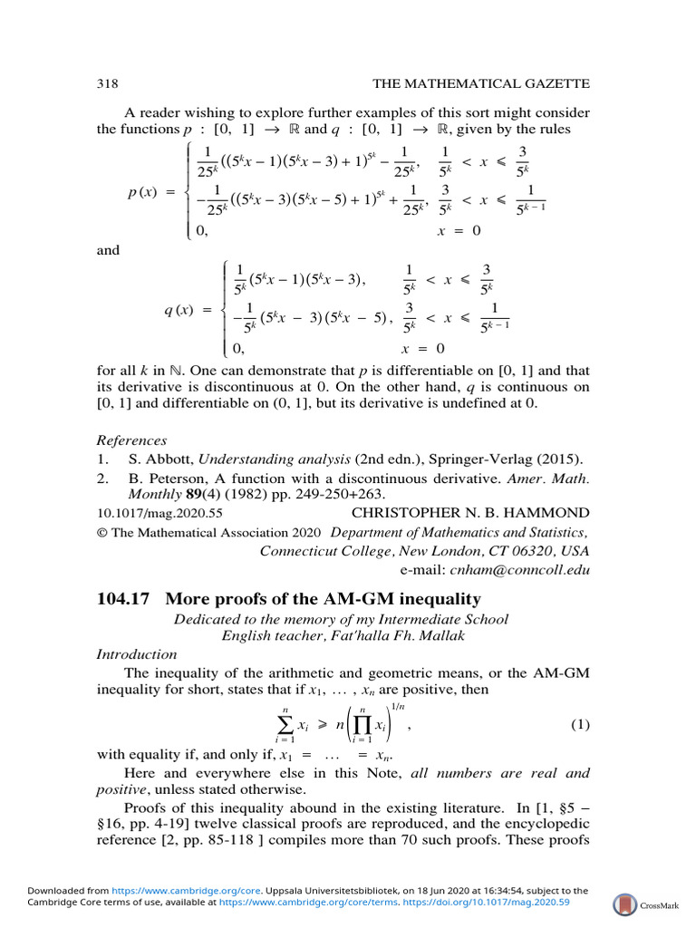More Proofs of The AM-GM Inequality. 2020 | PDF