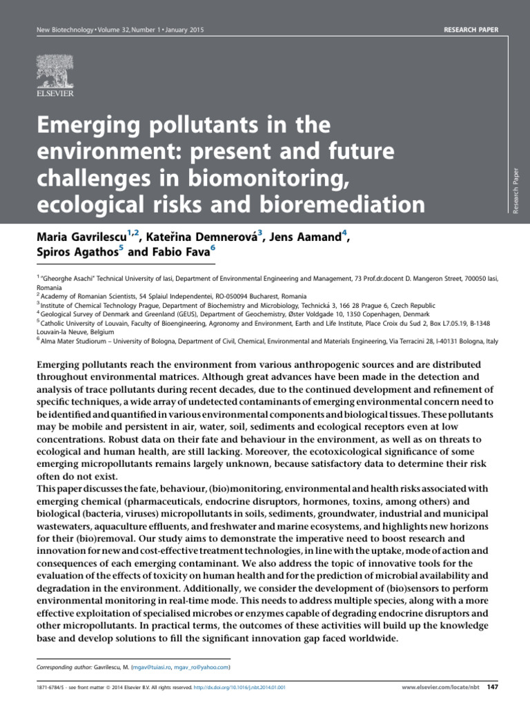 Emerging Pollutants | PDF | Sewage Treatment | Pollution