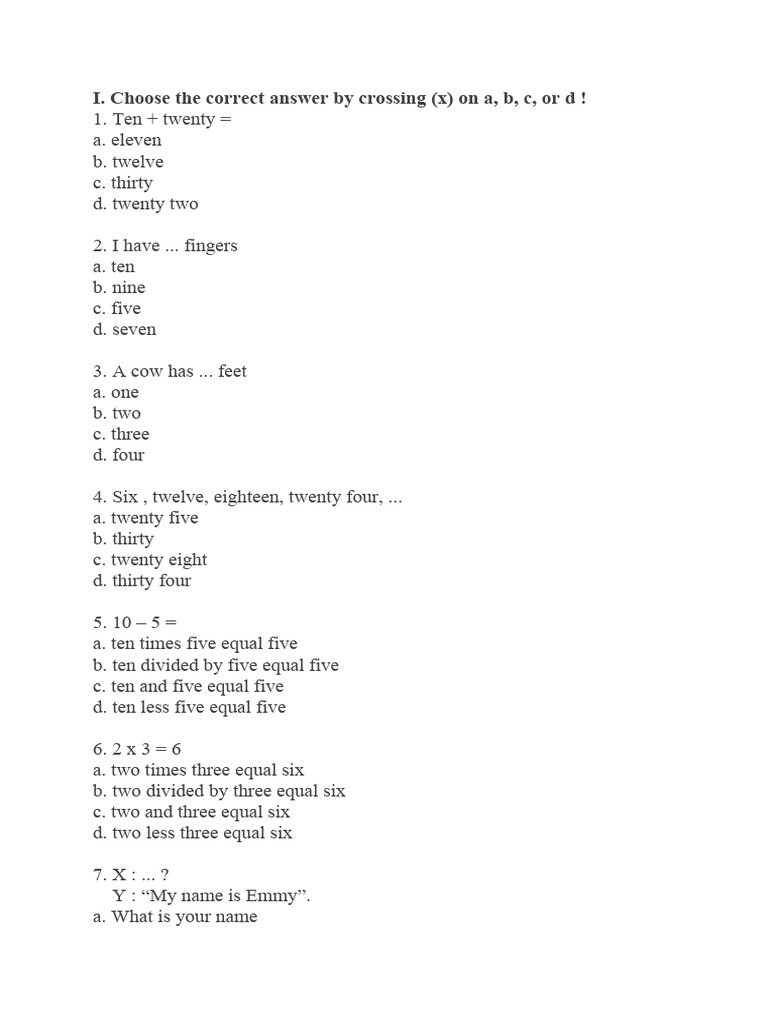 Soal Bhs Inggris Kls 4 | PDF