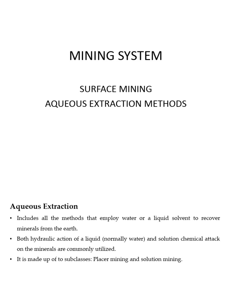 Surface Mining - Aqueous Extraction Method | Download Free PDF ...