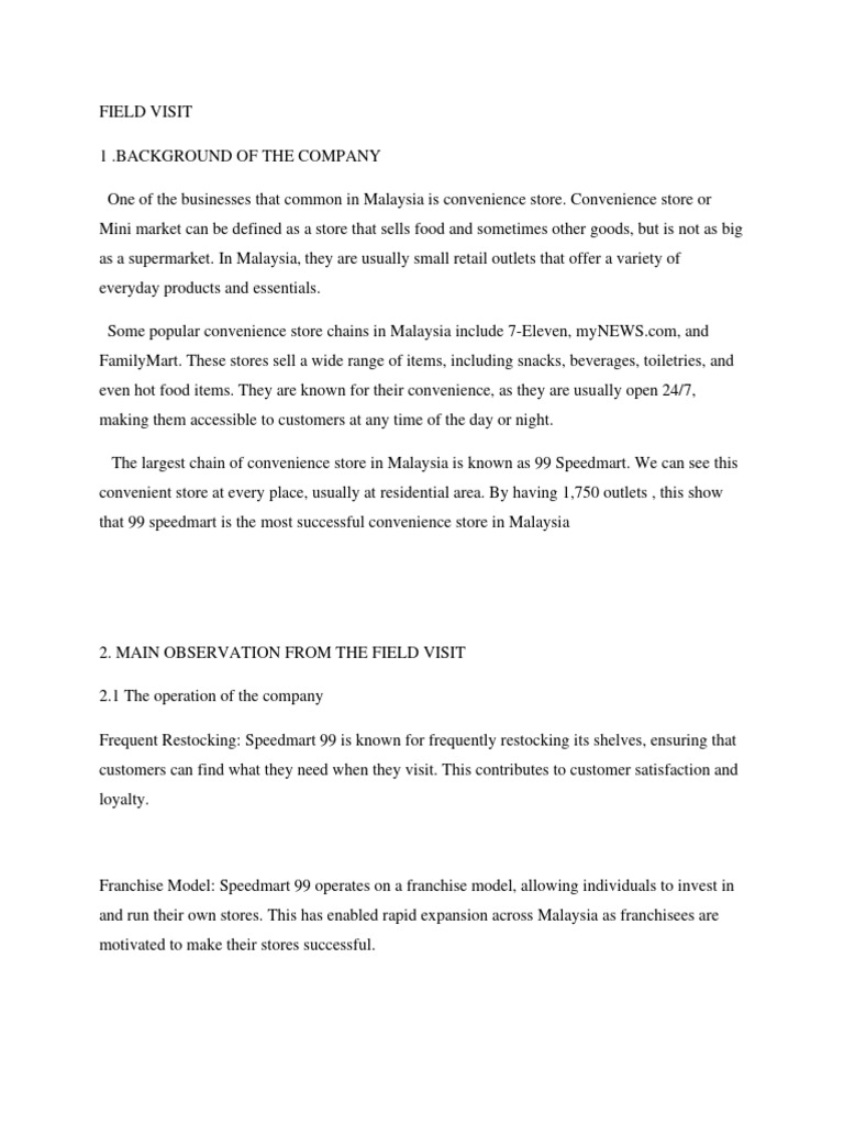 Field Visit 3 | PDF | Convenience Store | Retail