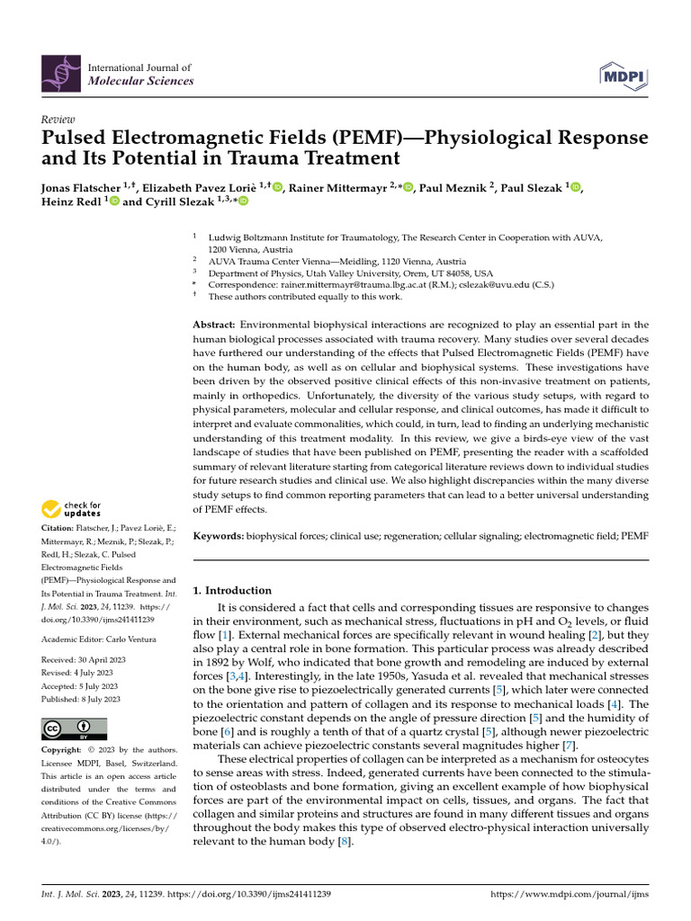 Pulsed EMF (PEMF) - Physiological Response and Its Potential in Trauma ...