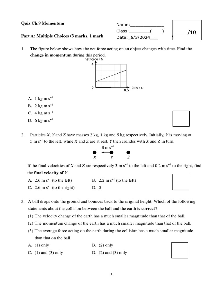 001 Momentum Quiz With Solutions | PDF