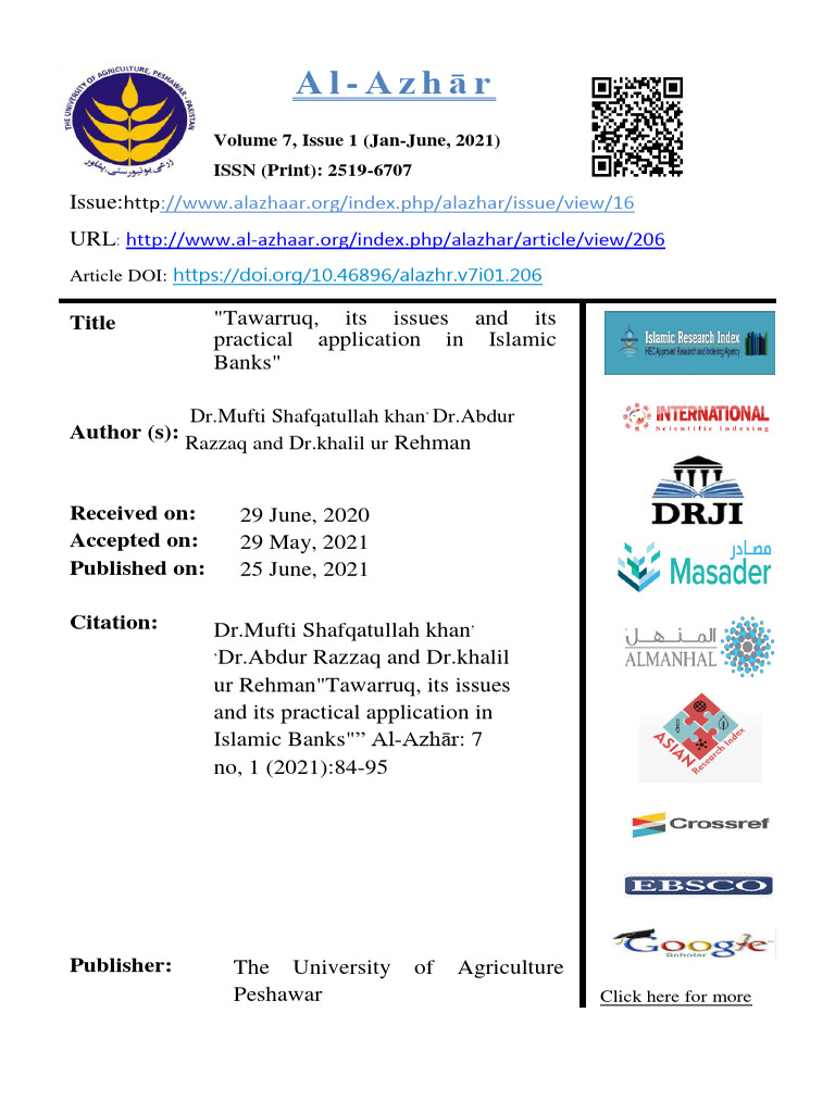 Tawarruq, Its Issues and Its Practical Application in Islamic Banks ...