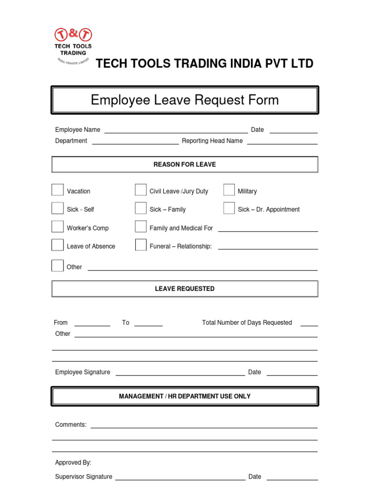 T&T Employee Leave Request Form | PDF