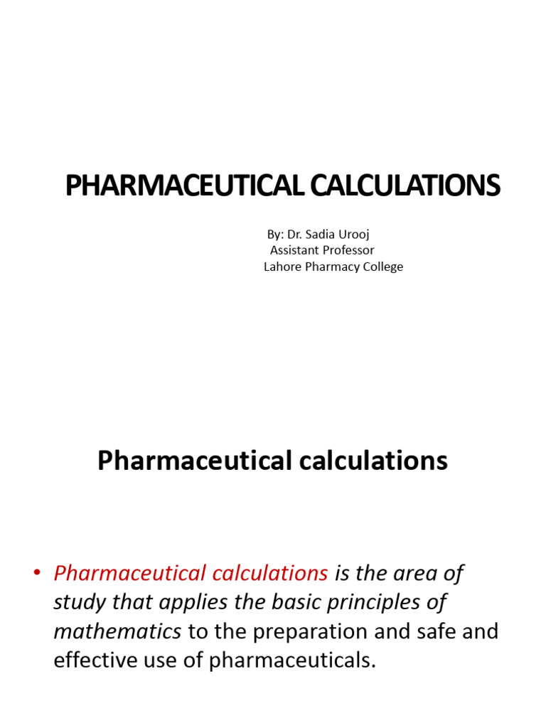 Pharmaceutical Calculations | PDF