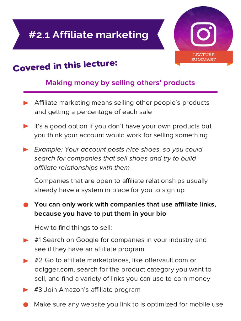 4.1 CHEAT SHEET - #2.1 Affiliate Marketing | PDF