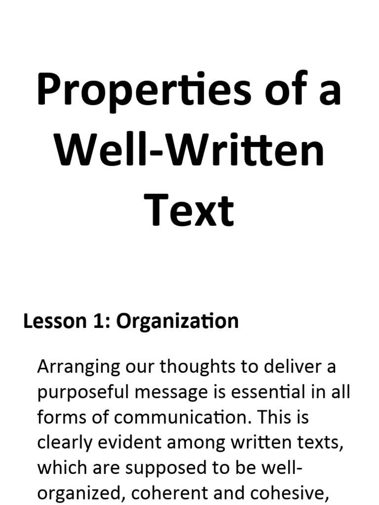 Properties of A Well-Written Text | PDF | Sentence (Linguistics ...