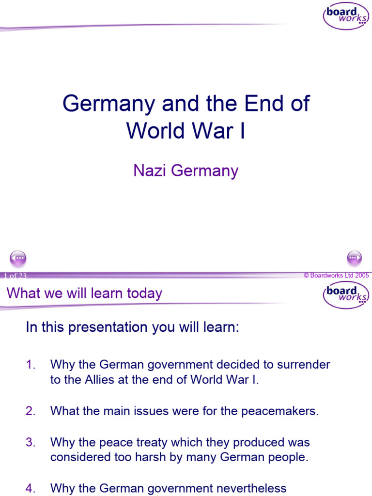 Germany and The End of World War I SLIDE ONE | PDF | Weimar Republic ...
