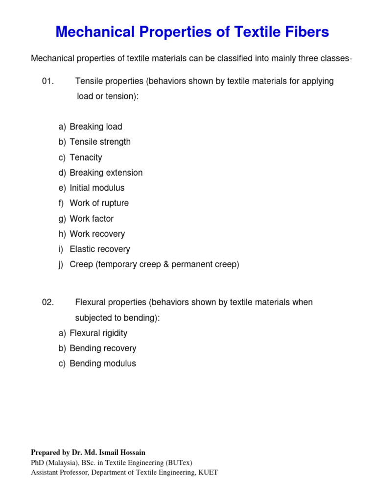 02.mechanical Properties of Textie | PDF | Young's Modulus | Stress ...