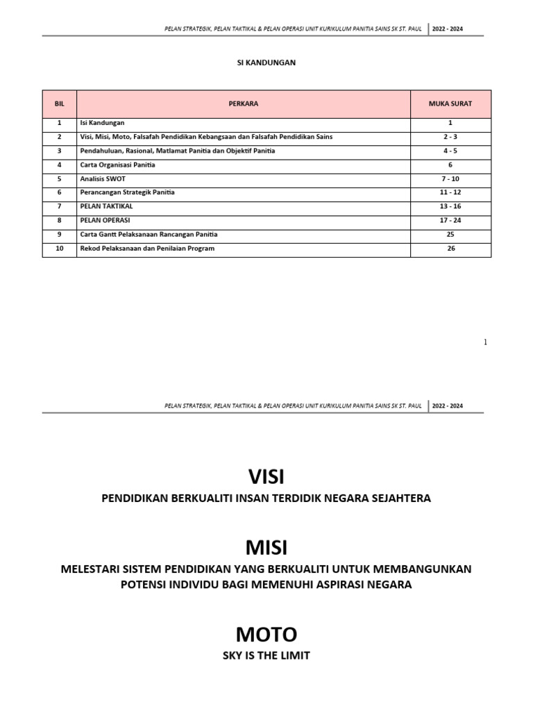 Perancangan Strategik Panitia 2022 | PDF | Karier & Perkembangan