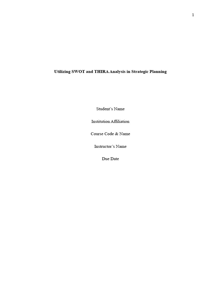 Utilizing SWOT and THIRA Analysis in Strategic Planning | PDF | Swot ...
