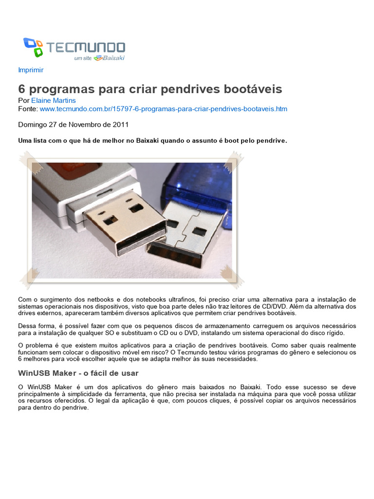 6 programas para criar pendrives bootáveis | PDF