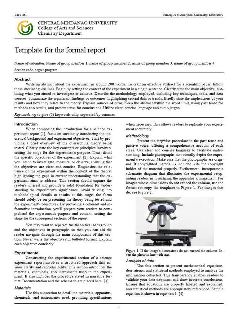 Template Formal Report | PDF | Experiment | Methodology