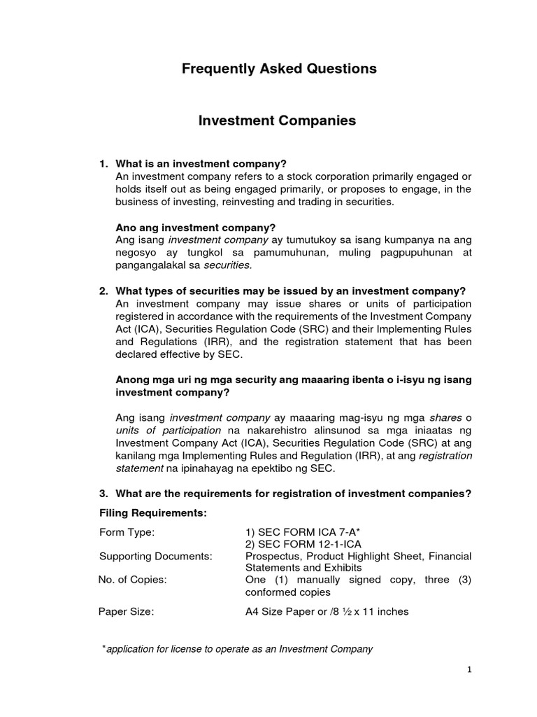 2020IC Investment-Company FAQs | PDF | Securities (Finance) | Securitization