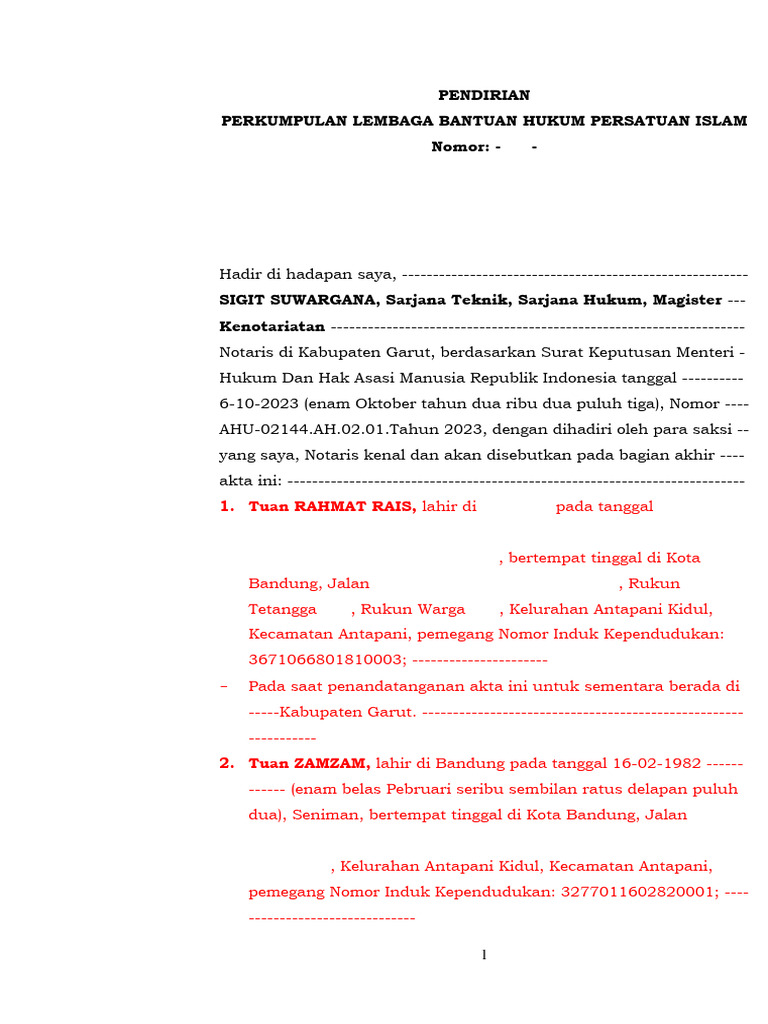 Contoh Akta Perkumpulan | PDF