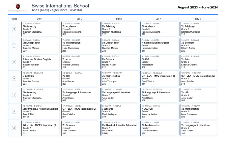 Timetable Feb 20 2024 | PDF