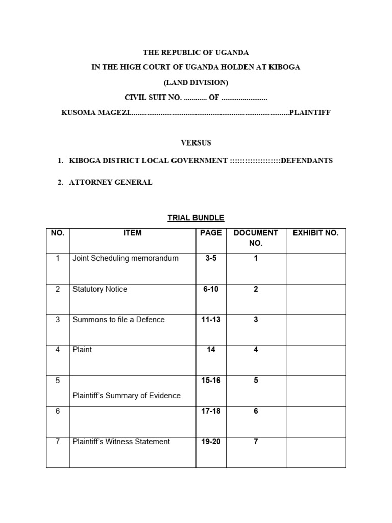 Plaintiff Trial Bundle | PDF