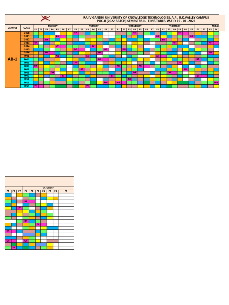 AY 2023-24 P2S2 (R22 batch) TIME TABLE - 19-1-2024 | PDF AY 2023-24 P2S2 (R22 batch) TIME TABLE - 19-1-2024 | PDF