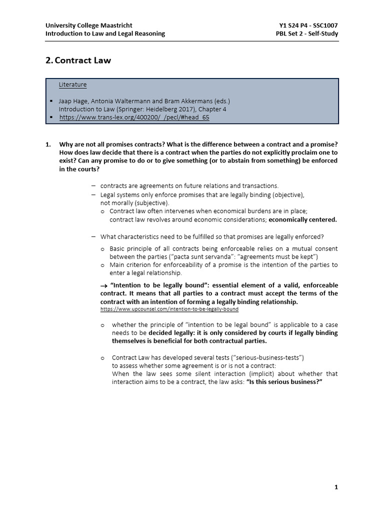 Contract Law | PDF | Mens Rea | Intention (Criminal Law)