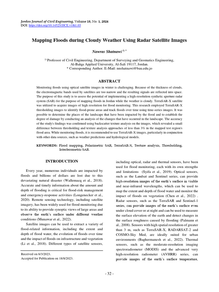 Mapping Floods During Cloudy Weather Using Radar Satellite Images | PDF