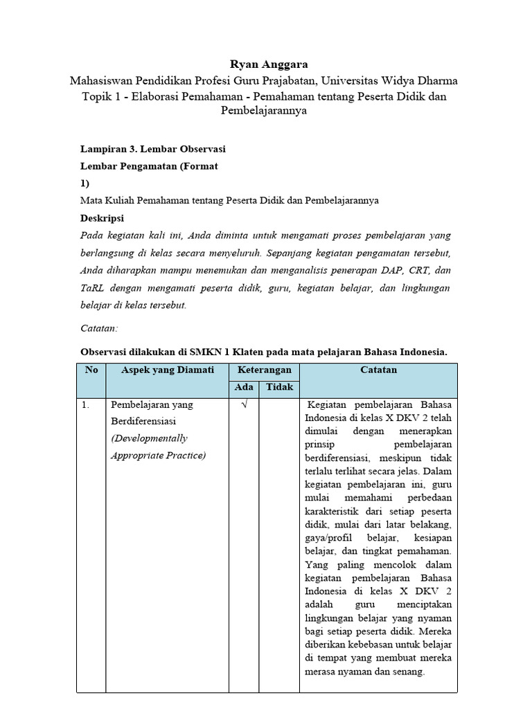 Topik 1 - Elaborasi Pemahaman - Pemahaman Tengan Peserta Didik Dan ...