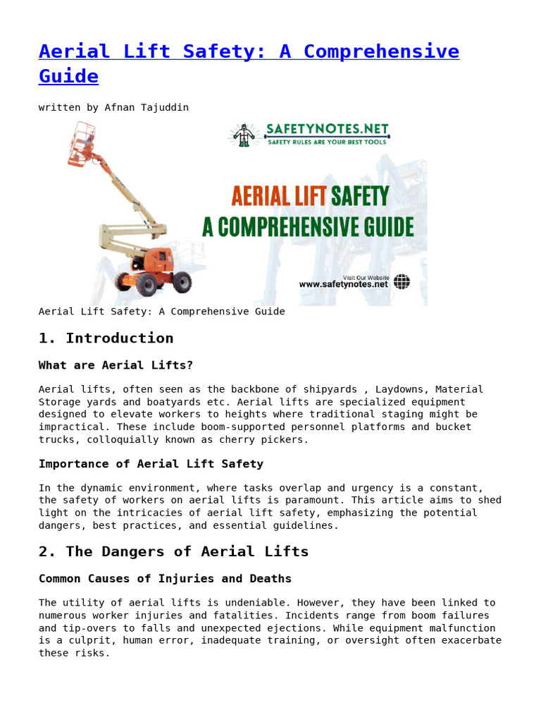 Aerial Lift Safety Hazards Explained | PDF | Elevator | Safety