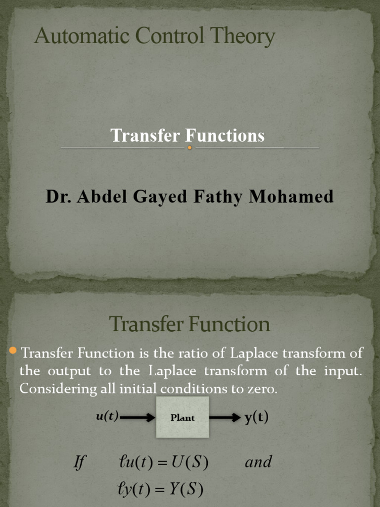 Control Chapter 1 - Lecture 1 | PDF | Laplace Transform | Mathematical Analysis