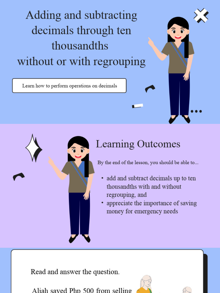 Adding and Subtracting Decimals Through Ten Thousandths Without or With ...