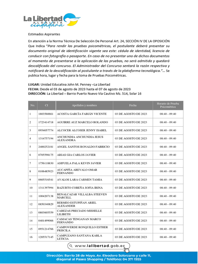 2023 AGO 0960006340001 CRONOGRAMA PRUEBA 0960006340001-NIV REG PRU ...