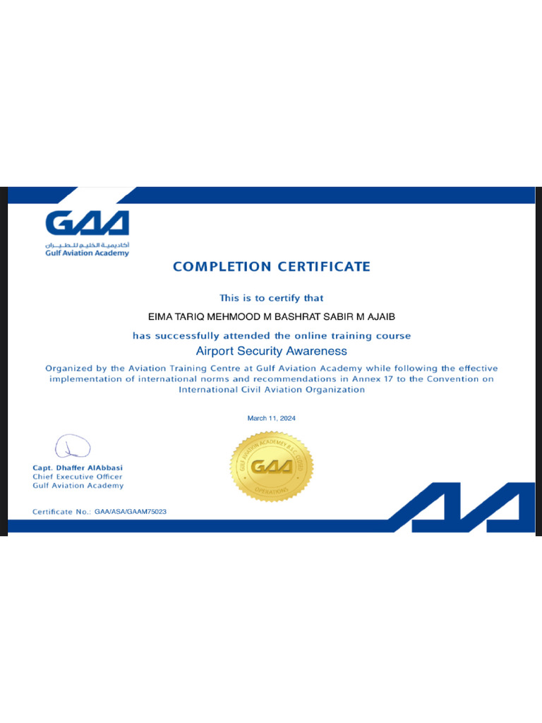 Gaa Certificate | PDF