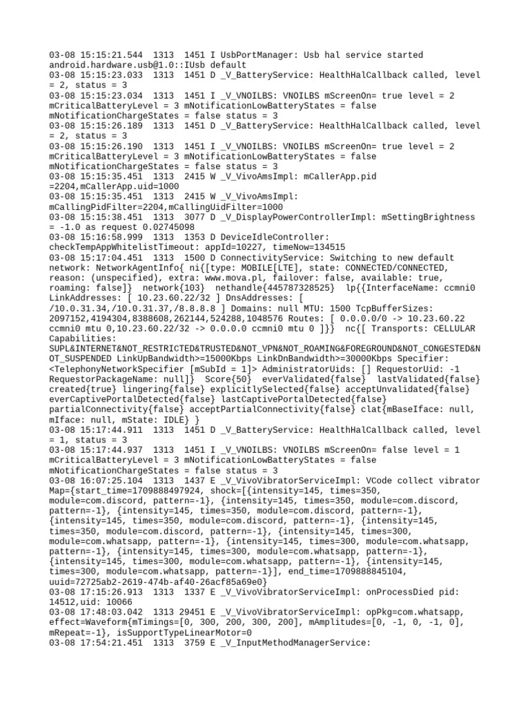 Log | PDF | Android (Operating System) | Operating System Technology