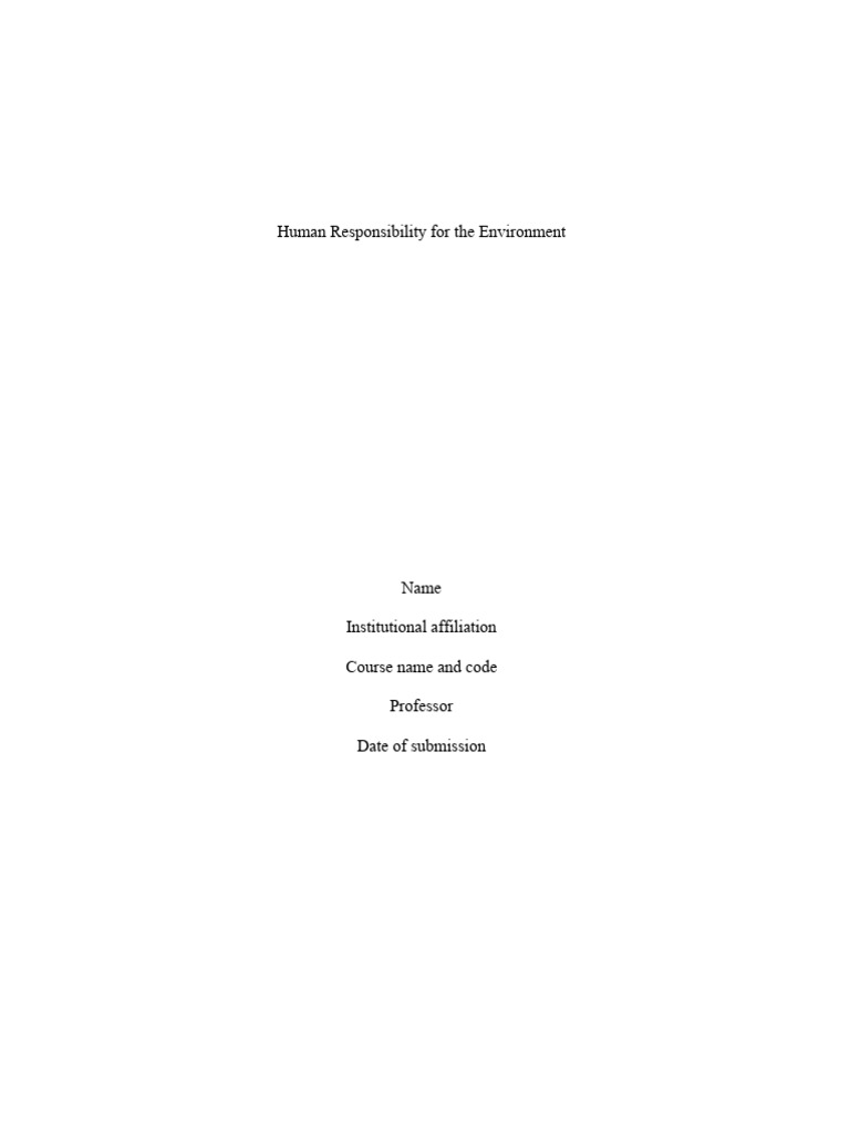 Human Responsibility For The Environment | PDF | Climate Change ...