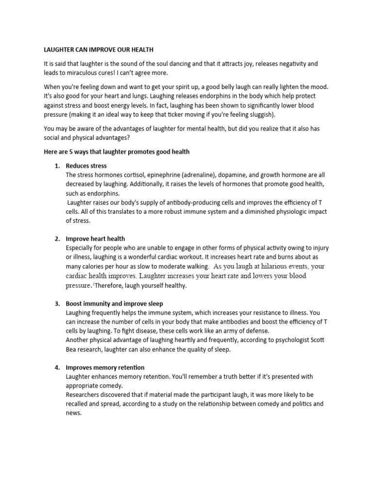 Laughter Can Improve Our Health | PDF | Laughter | Stress (Biology)