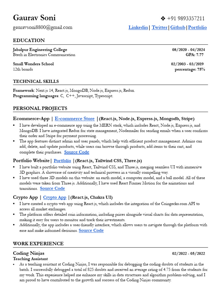 Gaurav's Resume | Download Free PDF | Mobile App | Computer Programming