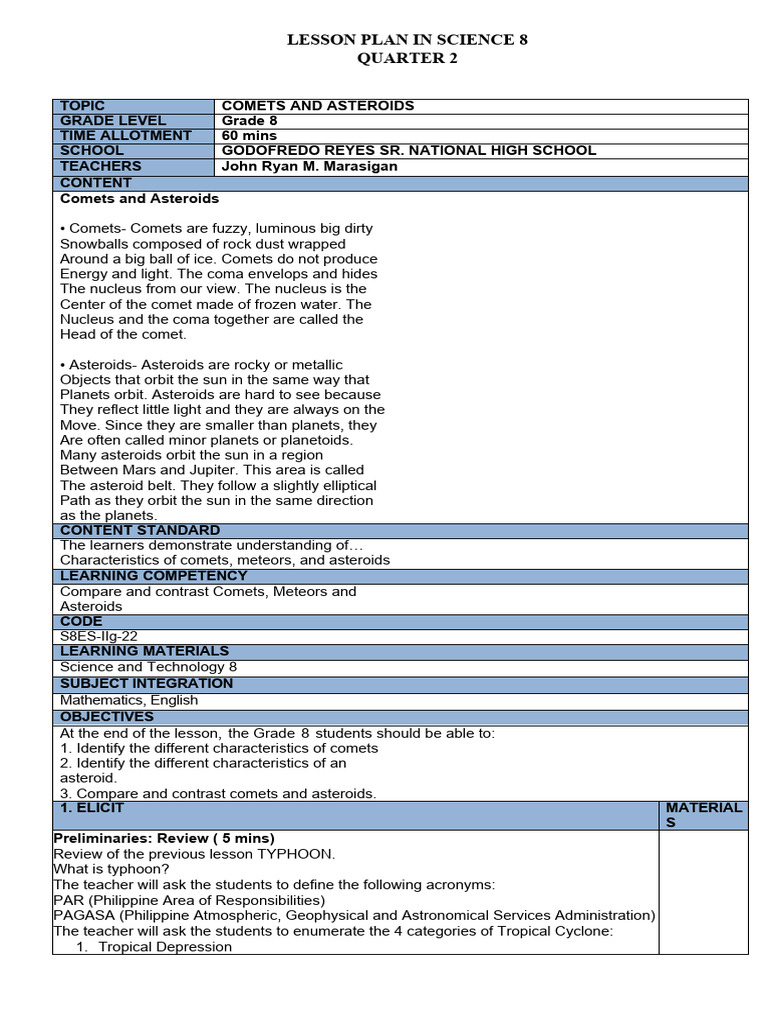 CO1 2nd QUARTER SCIENCE 8 | PDF | Solar System | Meteoroid