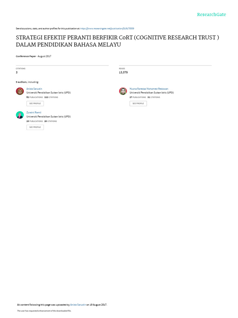 Strategi Efektif Peranti Berfikir Cort (Cognitive Research Trust) Dalam ...