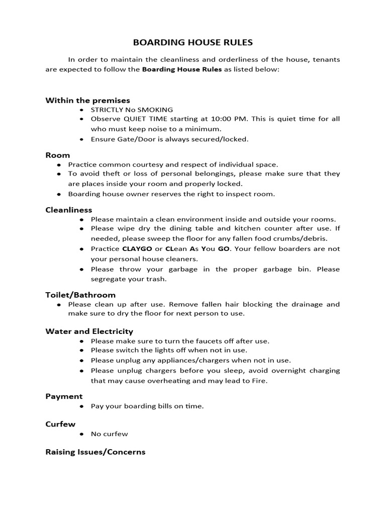 Boarding House Rules | PDF