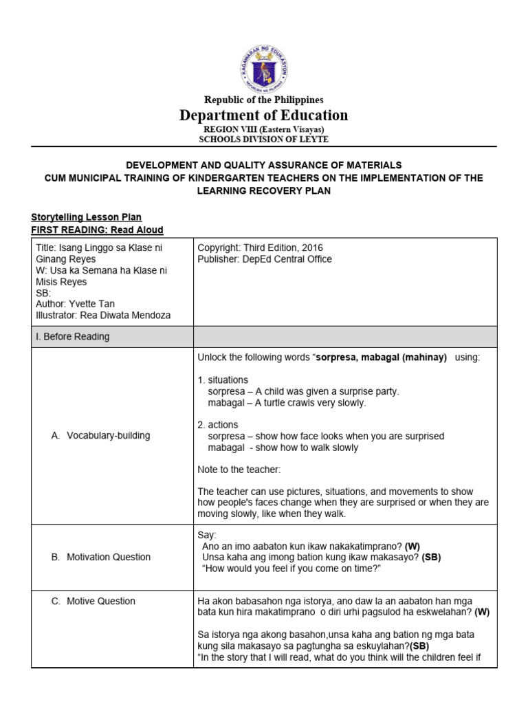 R8-KLP - Lesson-Plan - Isang-Linggo-sa-Klase-ni-Ginang-Reyes - Jovylin ...