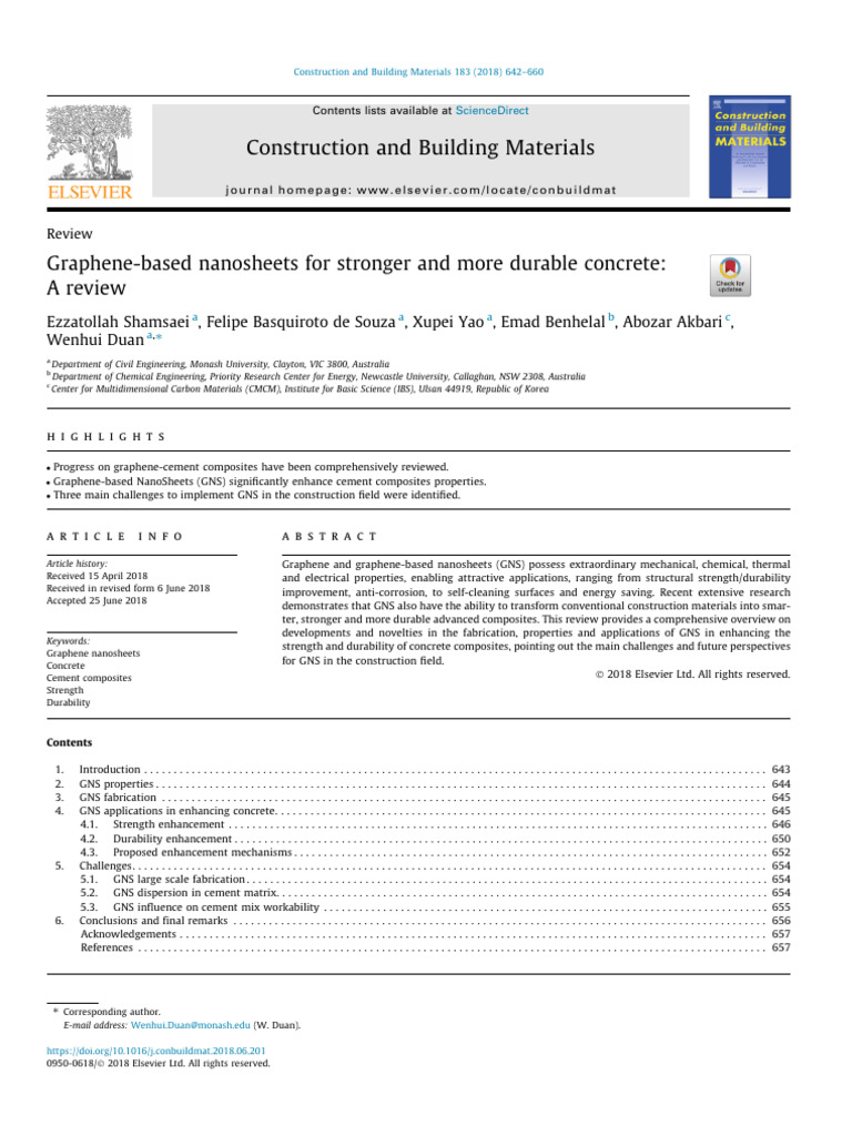 Graphene Concrete Review Paper 2018 | PDF