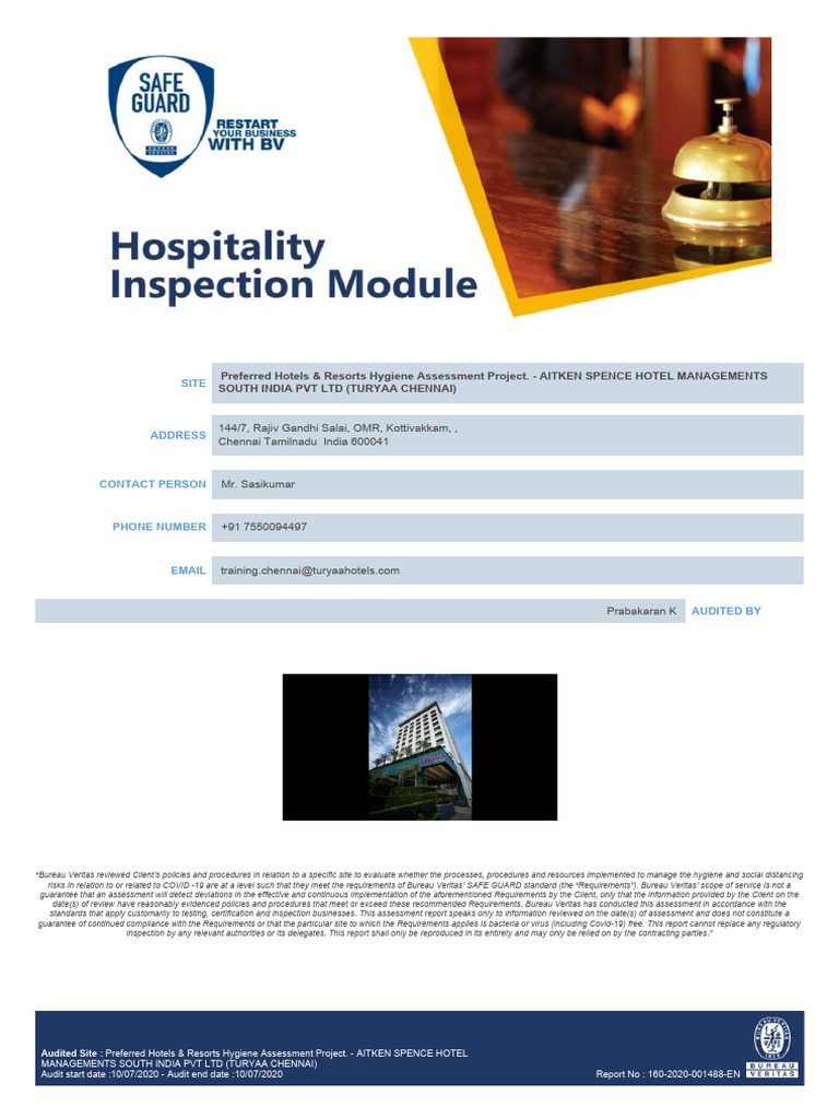 On Site Report Provisional LABEL Site Inspection SG Preferred Hotels ...