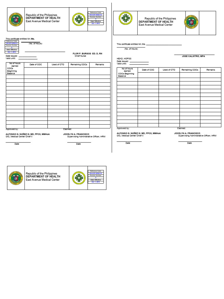 Coc Form | PDF | Health Care | Social Programs