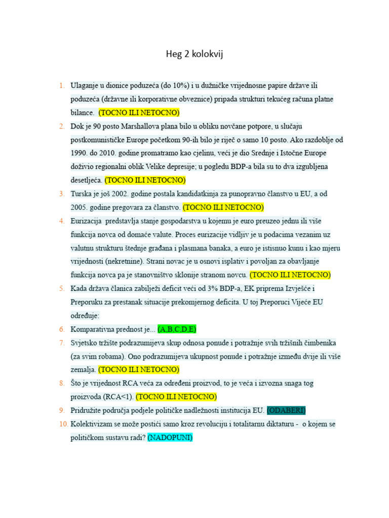 Heg 2 Kolokvij NORA | PDF