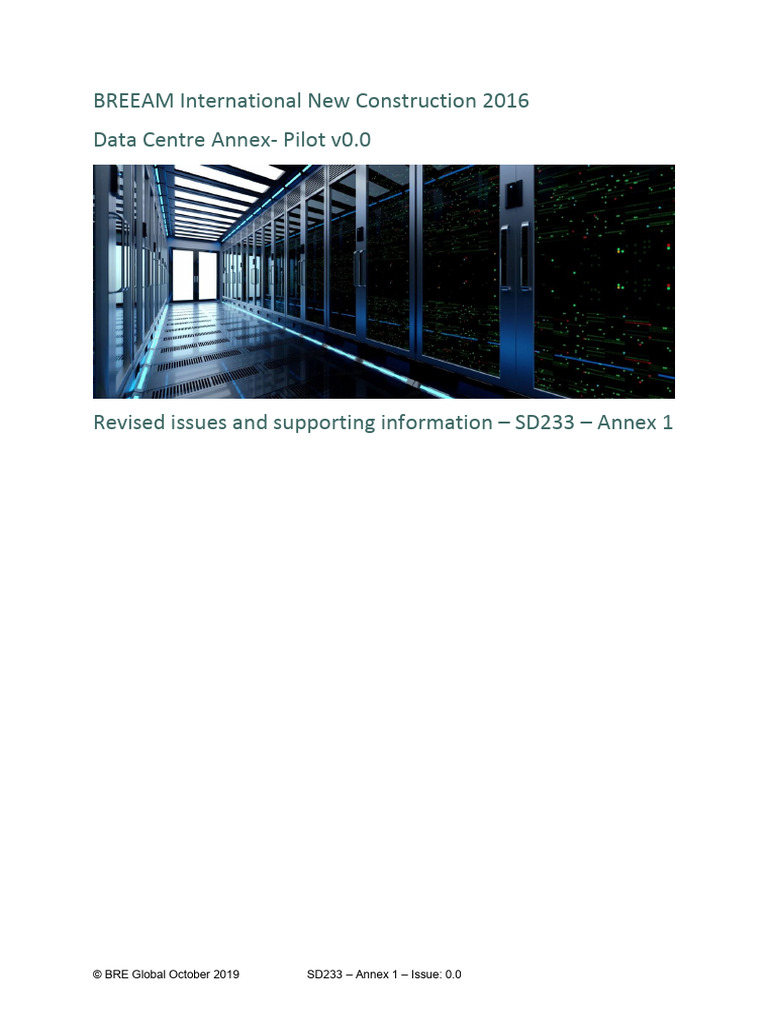 SD233 Annex 1 Data Centre Revised Issues | PDF | Data Center | Water
