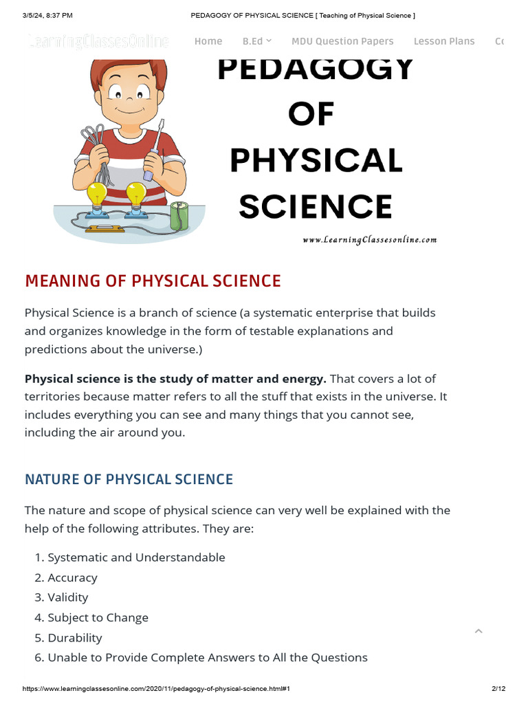 Physical Sciece Assignment | PDF | Science | Pedagogy