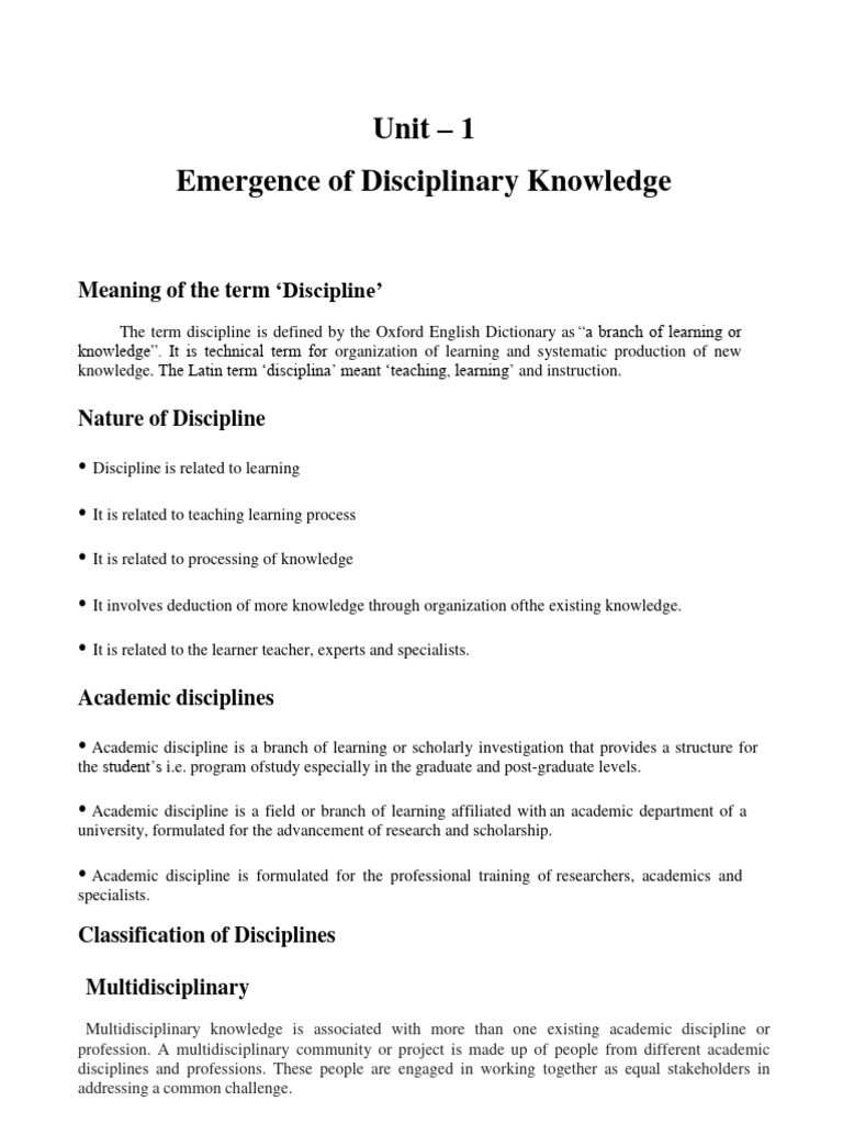 Notes - 3055 - Emergence of Disciplinary Knowledge | PDF ...